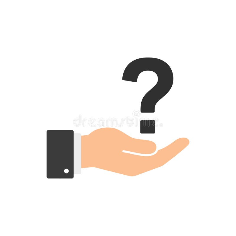 Hand Holding a Question Mark in a Minimal Flat Design Vector ...