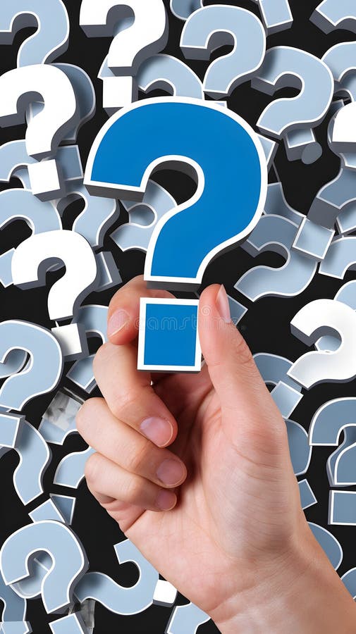 Hand Holding Question Mark, Surrounded by Smaller Ones, Emphasizing ...