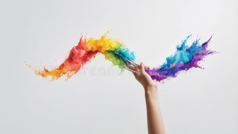 A Hand Holding a Rainbow of Colors Stock Illustration - Illustration of ...