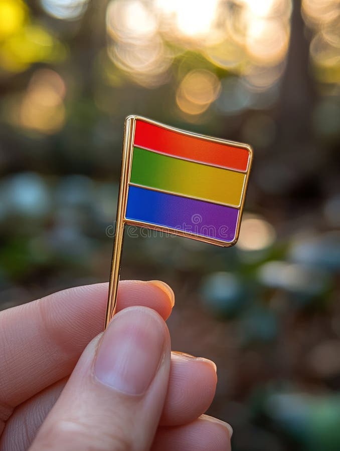 Hand Holding a Rainbow Pin, Symbolizing LGBT Pride and Unity Stock ...