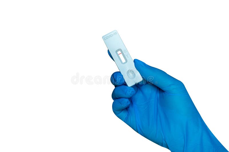 Hand Holding Rapid Antigen Test Kit ATKwith Negative Result during Swab ...