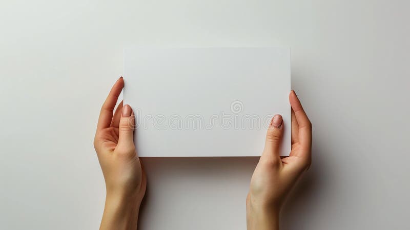 Hand Holding Rectangular Blank White Paper Board, Card for Advertising ...