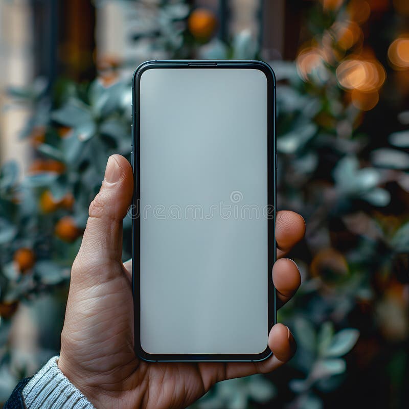 Hand Holding a Rectangular Communication Device with a Blank Screen ...