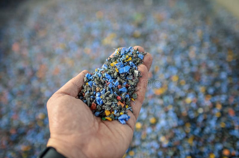 Recycled Plastic Chips As Raw Material. Stock Image - Image of hand ...