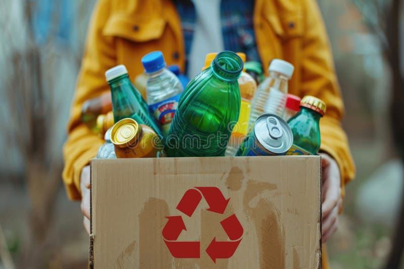 Hand Holding Recycling Box: Save the World Concept. Stock Image - Image ...