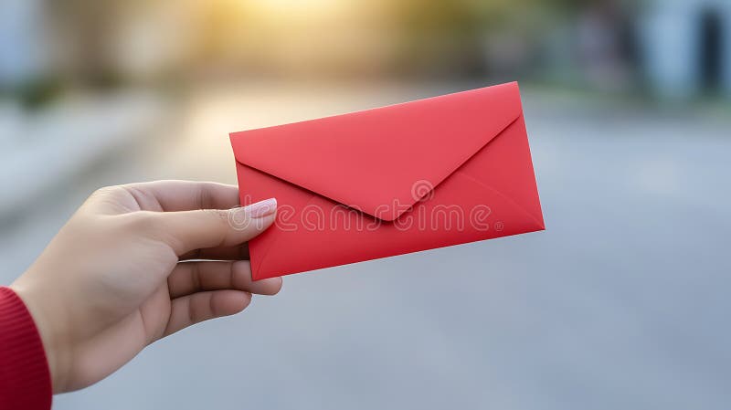 Hand Holding a Red Envelope Stock Illustration - Illustration of ...