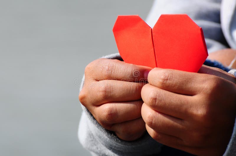 Hand Holding Red Heart Paper Stock Photo - Image of hand, alone: 68909362