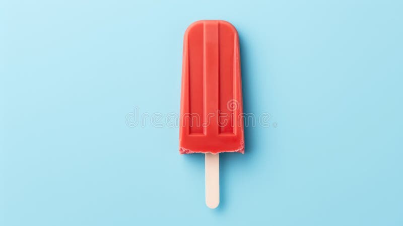 Hand Holding Red Ice Cream Bar on Blue Minimalistic Background AI ...