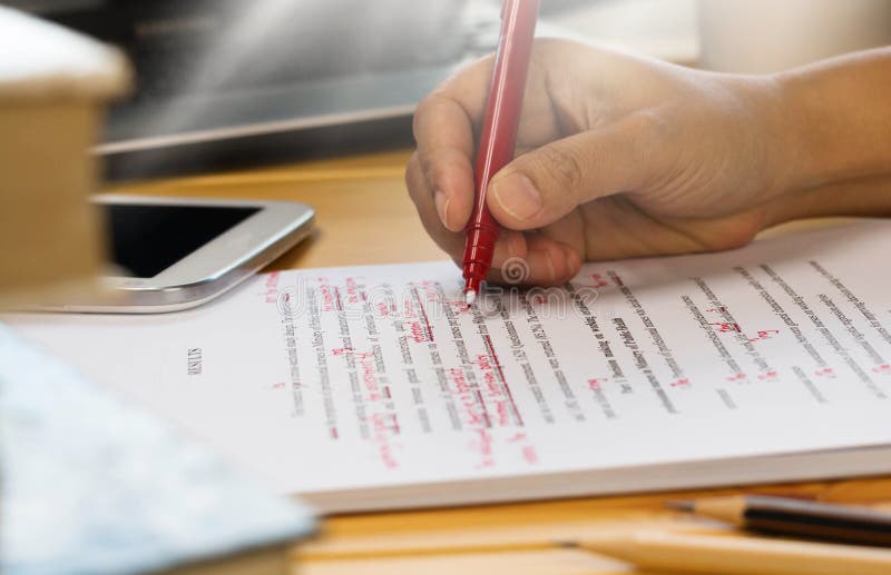 Proofreading text on table stock image. Image of mistake - 92000347