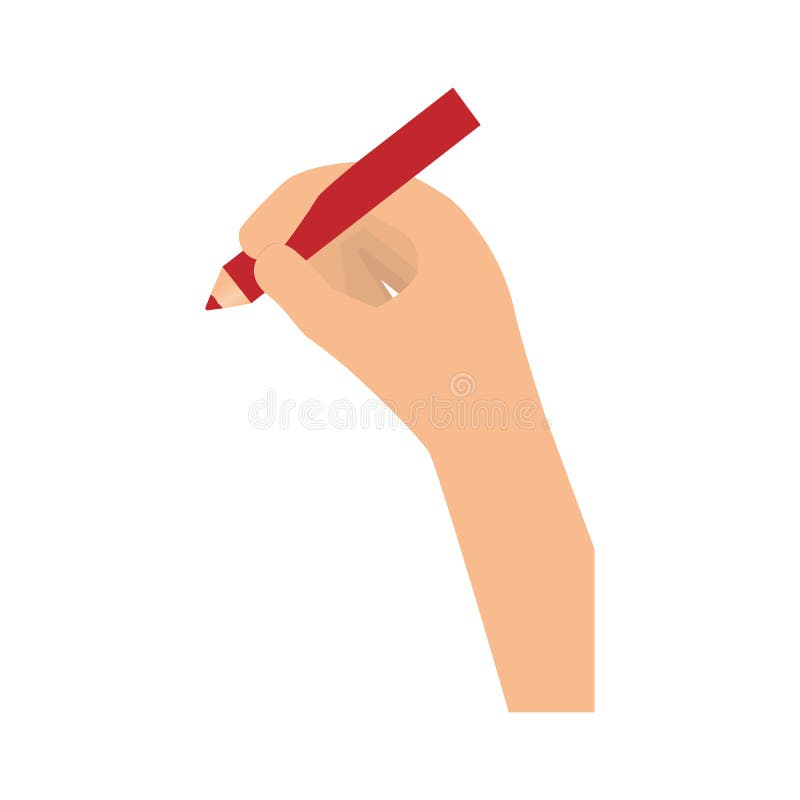 Hand Holding Red Pencil Icon Image Stock Vector - Illustration of ...