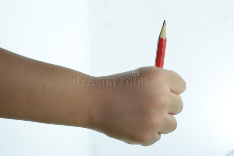 Hand Holding a Red Pencil with White Background Stock Photo - Image of ...