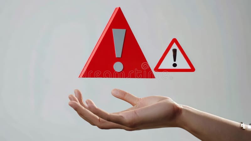 Hand Holding a Red Warning Triangle Sign, Danger and Caution Symbol on ...