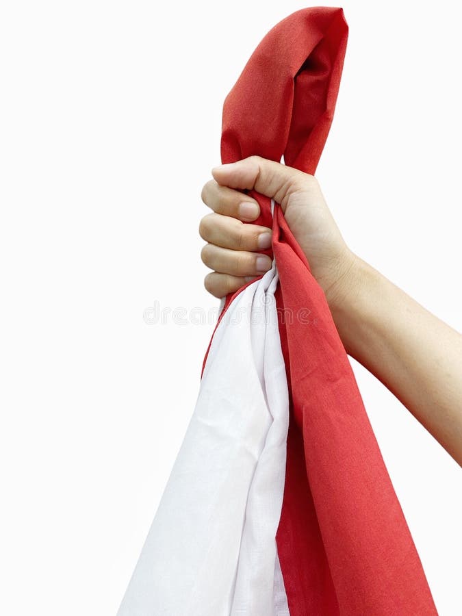 Hand Holding the Red and White Indonesian Flag Stock Photo - Image of empty, hand: 327022336