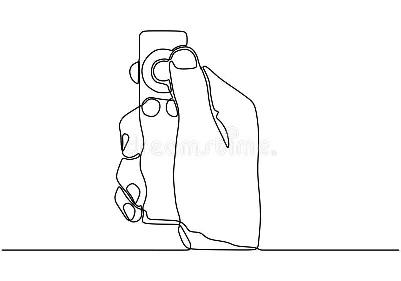 Hand Holding Remote. Continuous Line Drawing Stock Vector ...