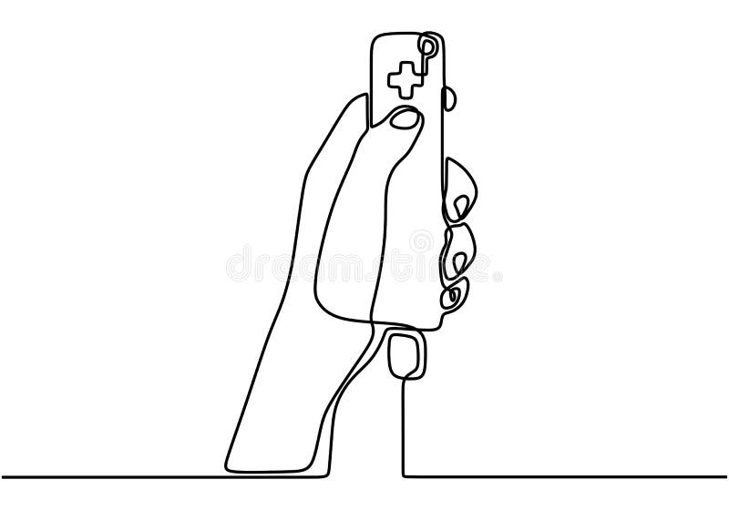 Hand Holding Remote. Continuous Line Drawing Stock Vector ...