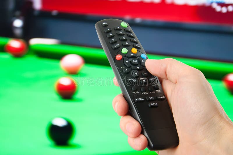 Hand Holding Remote Control in Front of Tv Stock Photo - Image of ...