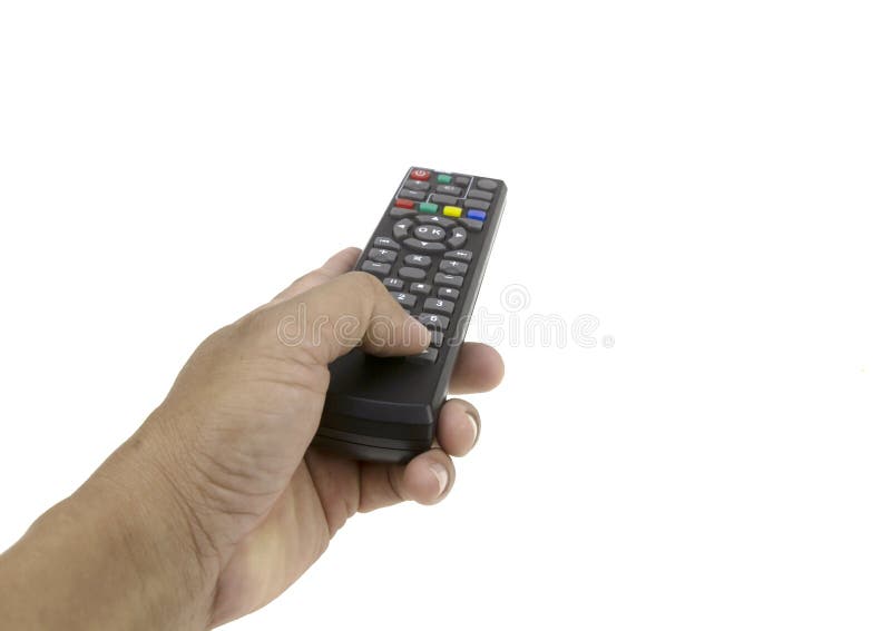 Hand Holding Remote Control Isolated on White Background Stock Photo ...