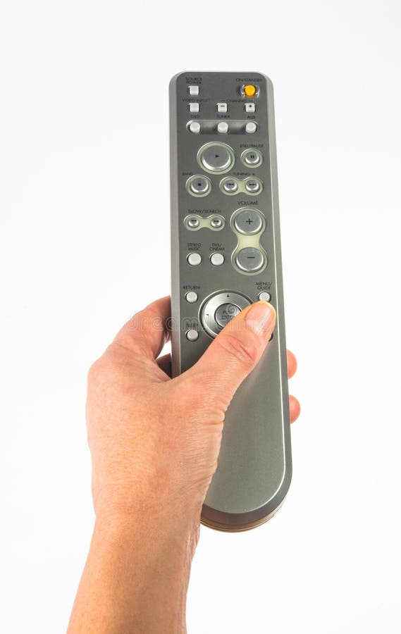 Hand Holding a Remote Control on White Background, Close-up Stock Photo ...