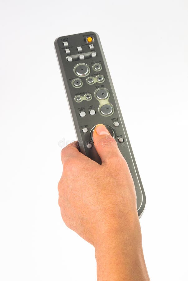 Hand Holding a Remote Control on White Background, Close-up Stock Photo ...