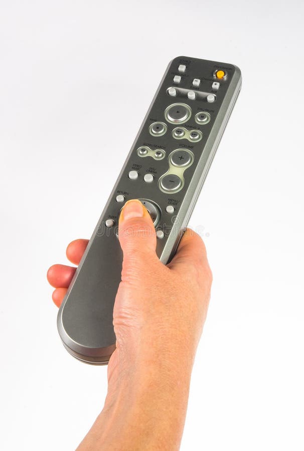 Hand Holding a Remote Control on White Background, Close-up Stock Photo ...