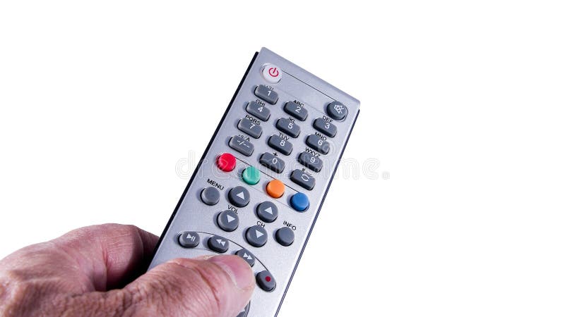 Hand Holding Remote Controller Isolated on White Stock Photo - Image of ...
