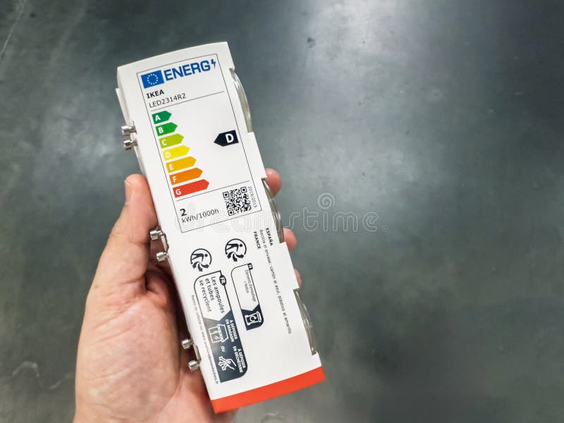 BELGRADE, SERBIA - MARCH 22, 2025: EU Efficiency Label for LED Bulbs in ...