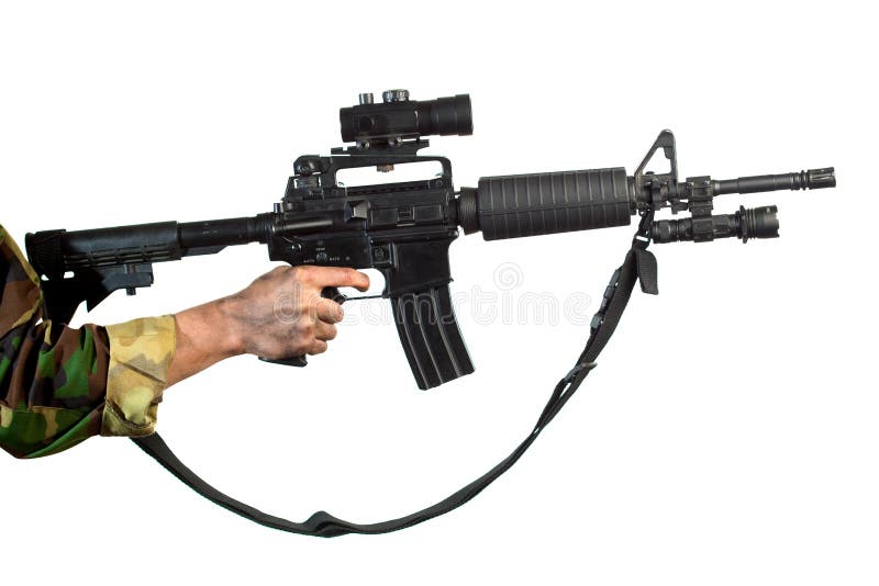Hand holding riffle stock image. Image of scope, rifle - 16597647