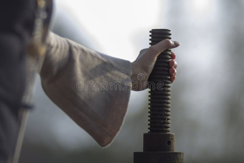 A Hand Holding Rod with Thread. Stock Image - Image of closeup, pattern ...