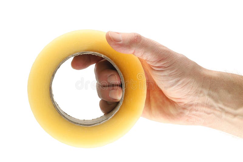Hand Holding a Roll of Transparent Adhesive Tape Stock Photo - Image of ...