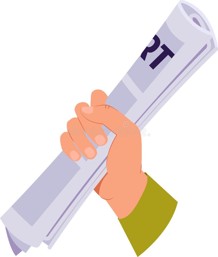 Hand Holding Rolled Newspaper Stock Vector - Illustration of reading ...