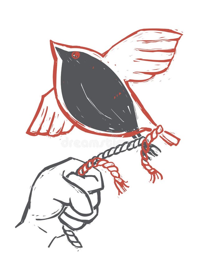 Hand Holding Rope with Bird Flying Away Stock Vector - Illustration of ...