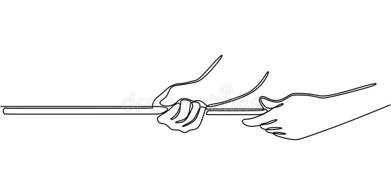Hand Holding Rope in Continuous Line Drawing, Symbolizing Support and ...