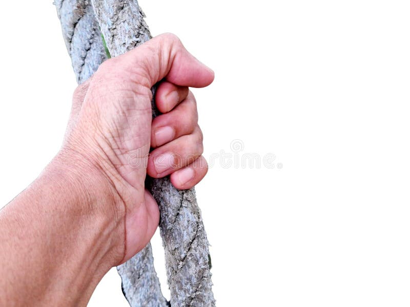 A Hand Holding Ropes Photographed Closeup with Space Stock Photo ...