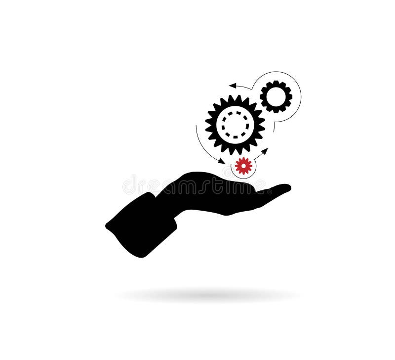 Hand Holding a Rotating Gear Mechanism Stock Vector - Illustration of ...