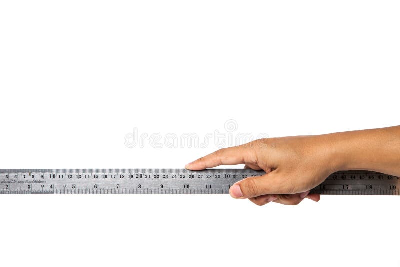 Hand Holding a Ruler on White Background Stock Image - Image of hand ...
