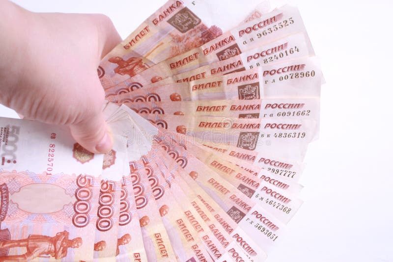 A Hand Holding Russian Banknotes Stock Image - Image of profit, income ...