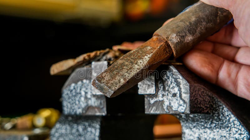 Hand is Holding Rusty Masonry Chisel Stock Image - Image of worker ...