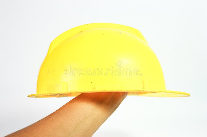 Hand Holding Safety Helmet for Construction Worker Stock Photo - Image ...
