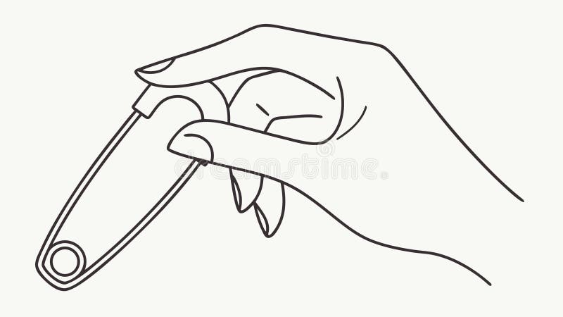 Hand Holding Safety Pin Fastener Outline, Vector Design Generative AI ...