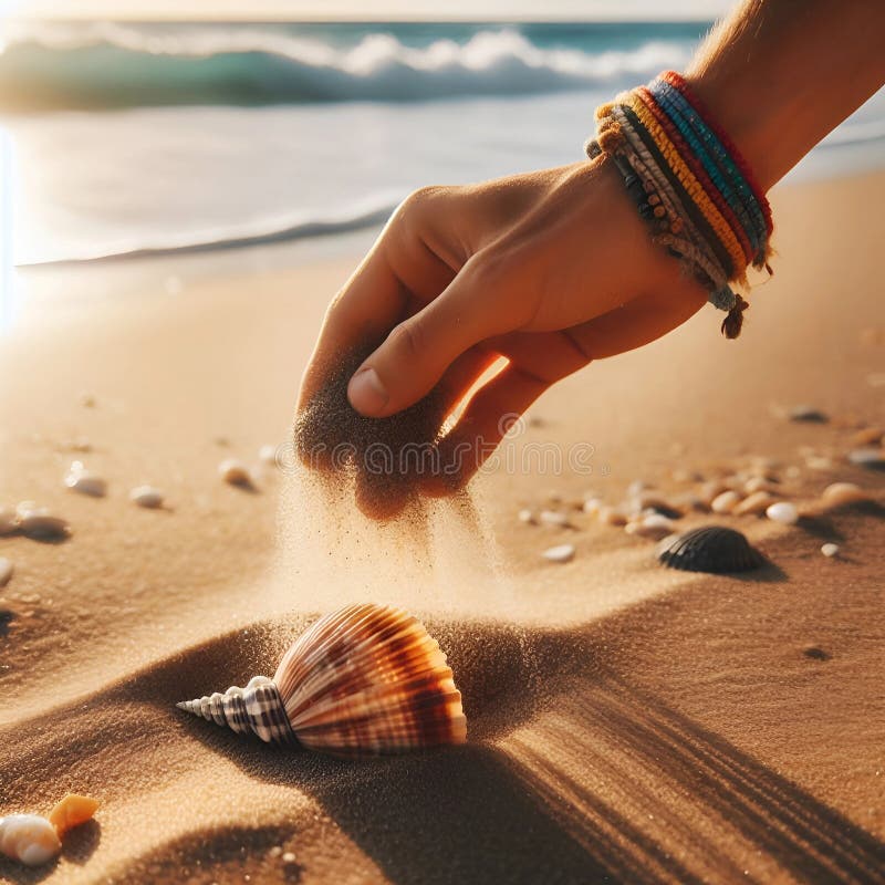 Hand Holding Sand on a Beach Stock Illustration - Illustration of ...