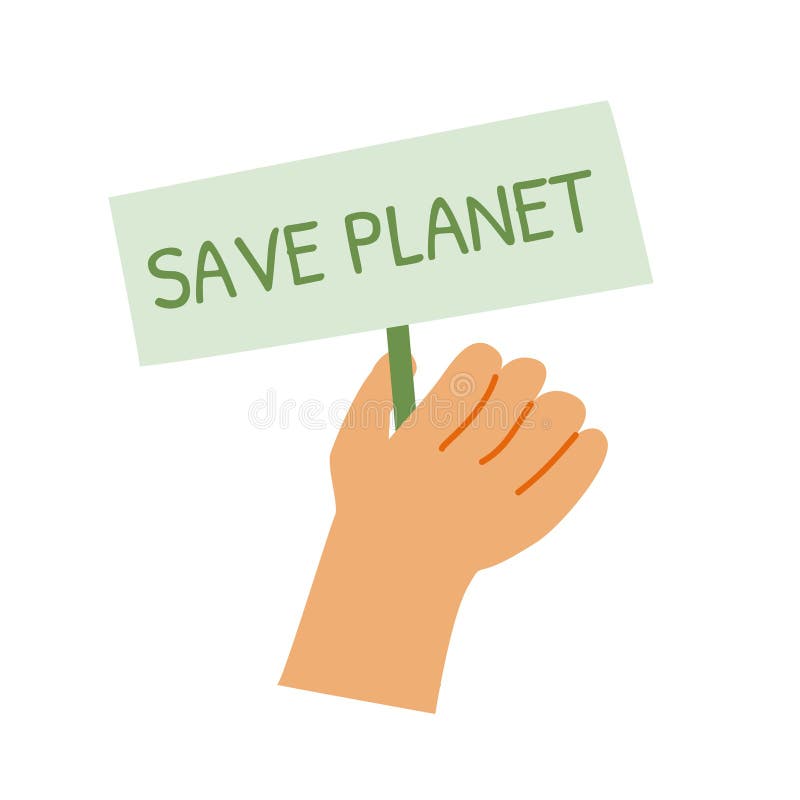 Hand Holding Save Planet Sign for Environmental Awareness and ...