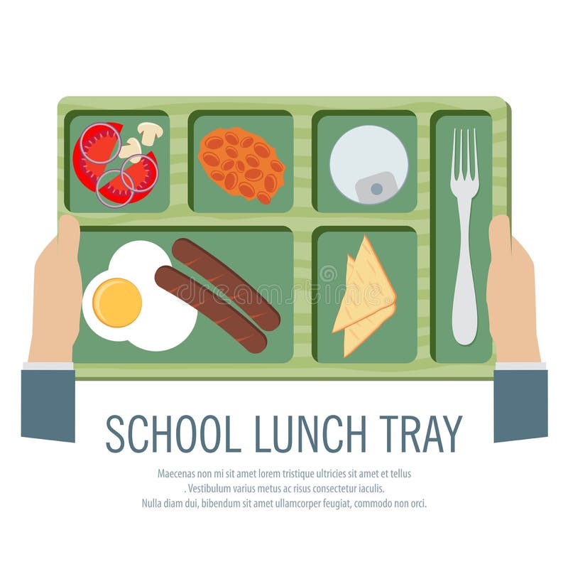 Hand Holding a School Lunch Tray Vector Illustration Stock Vector ...