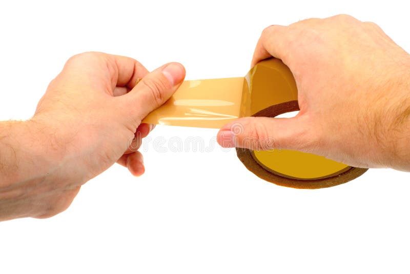Hand holding scotch tape stock photo. Image of package - 36687176