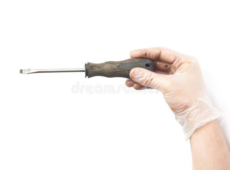 Holding Screwdriver Incorrectly. Incorrect Actions when Working with ...