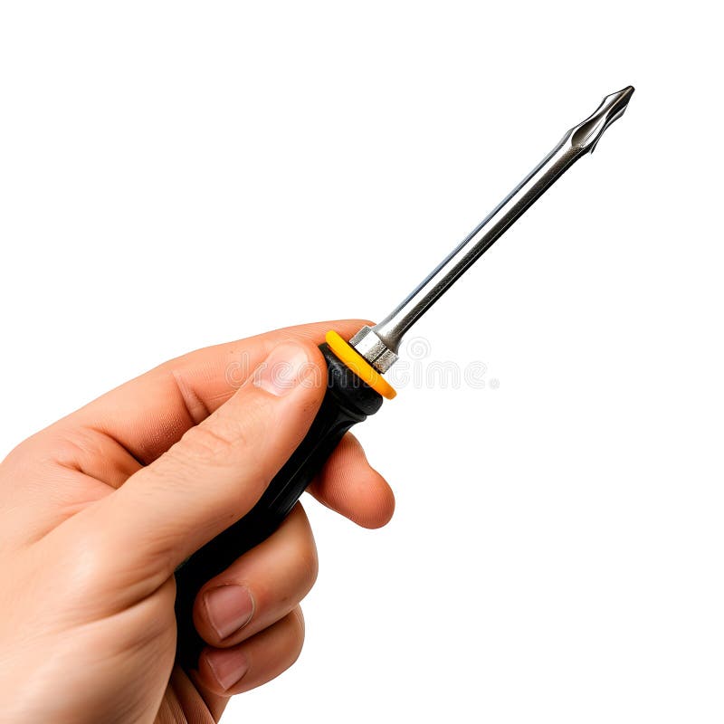 Hand Holding Screwdriver on Transparent Background Stock Image - Image ...