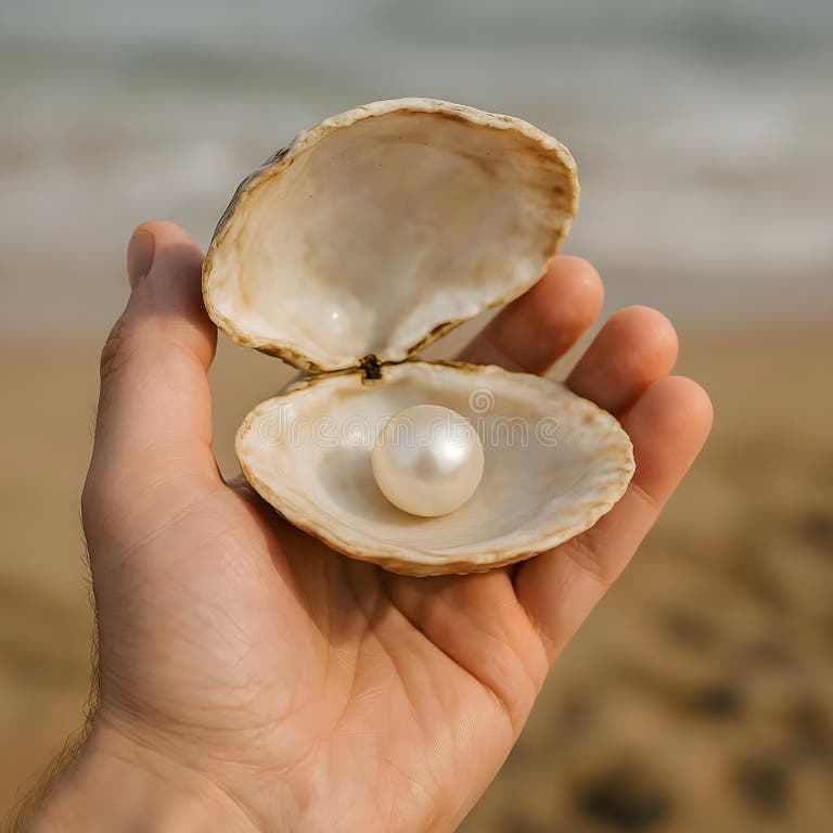 Hand holding a shell stock illustration. Illustration of dish - 402472094