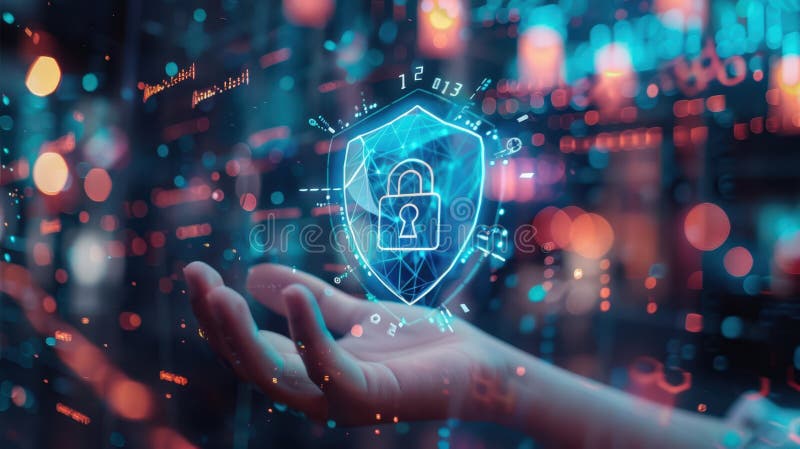 The Hand Holding Security Shield.AI Generated Image Stock Image - Image ...