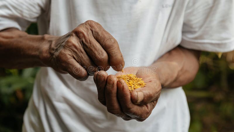 Close Up Hand Holding on Seed ,Seeding,Seedling,Agriculture. Rice Seed ...