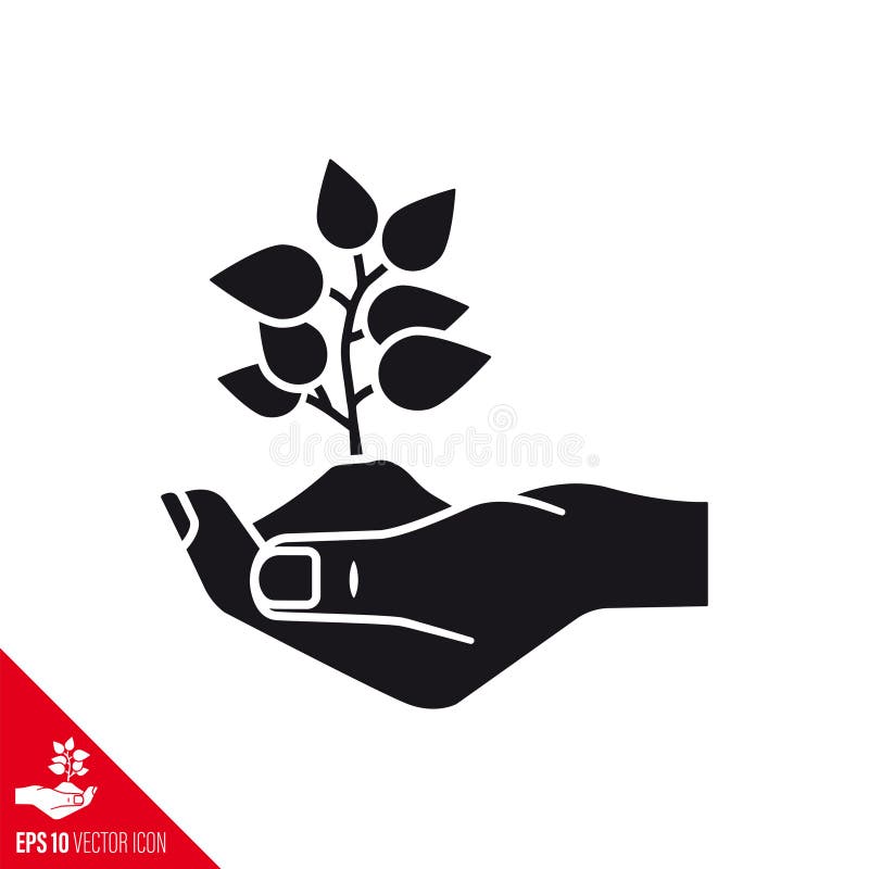 Hand Holding Seeedling in Soil Vector Icon Stock Vector - Illustration ...