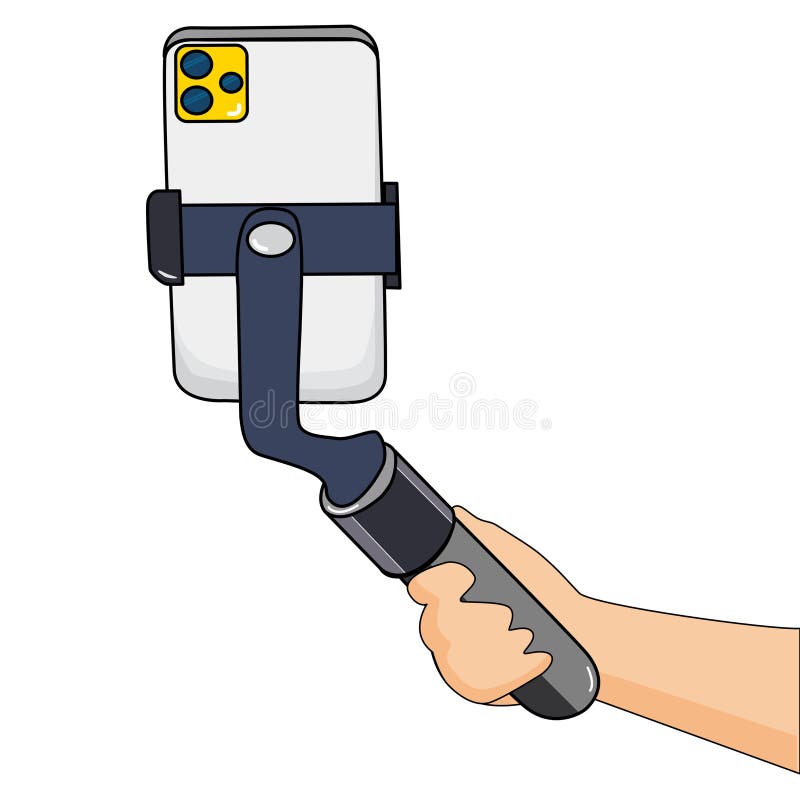 Hand Holding Selfie Stick with Phone and Shooting Photo. Flat Vector ...
